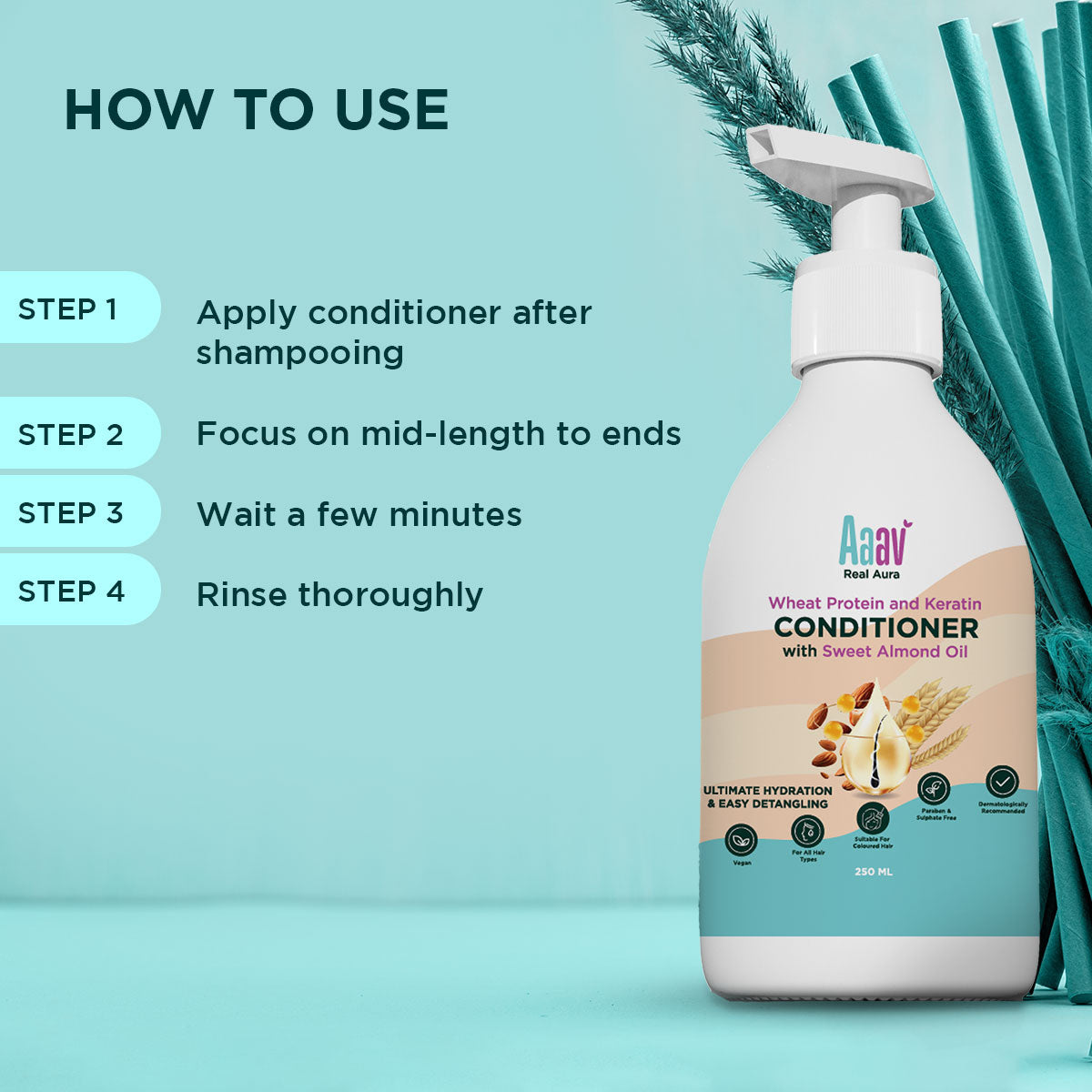 AaaV Wheat Protein And Plant Based Keratin Conditioner With Sweet Almo